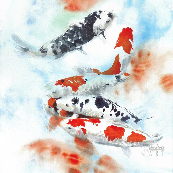 Koi Fish Ink Painting - Etsy