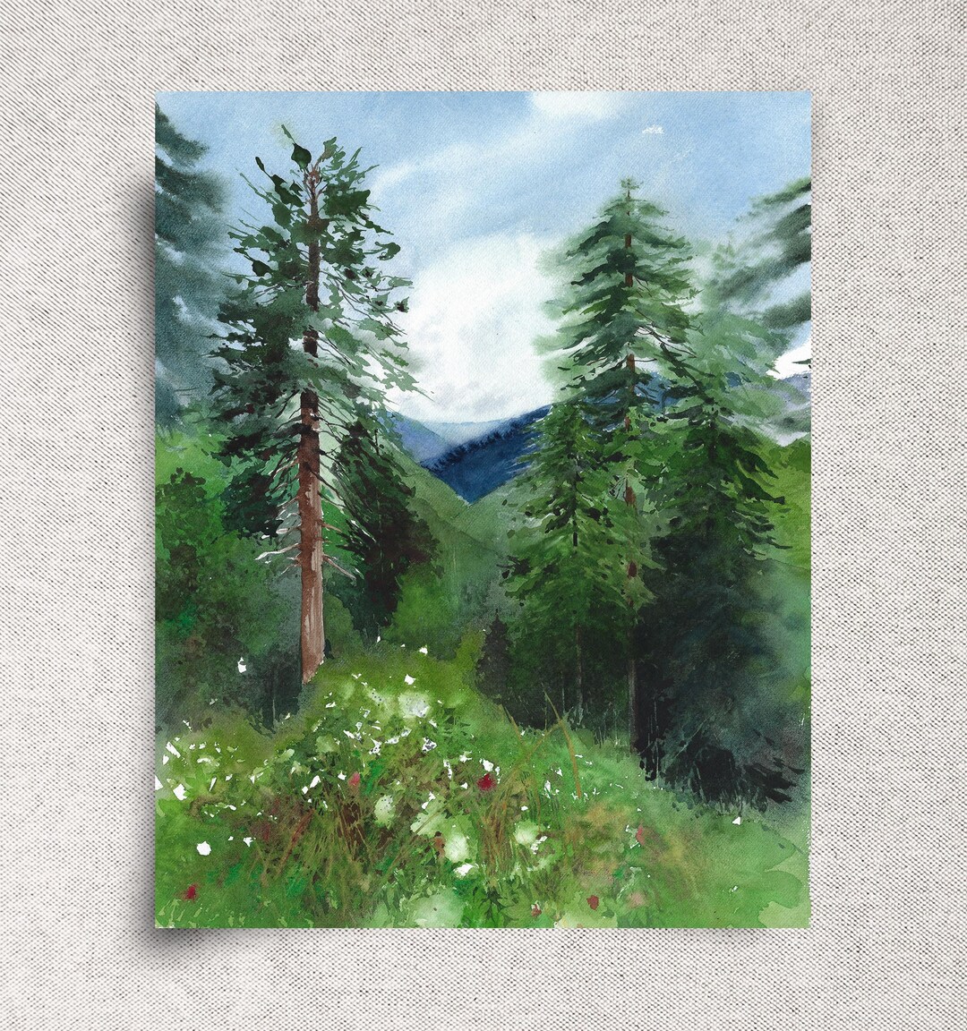 Great Smoky Mountains ORIGINAL Watercolor Painting, Newfound Gap ...
