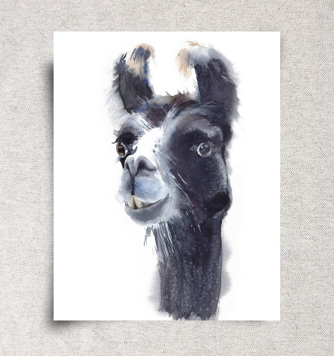 Llama Portrait ORIGINAL Watercolor Painting, Funny Animal Portrait ...
