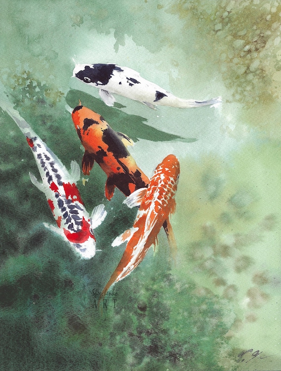 Famous Koi Painting Chung Shek's Oil Painting: Koi Fish Carp Oil