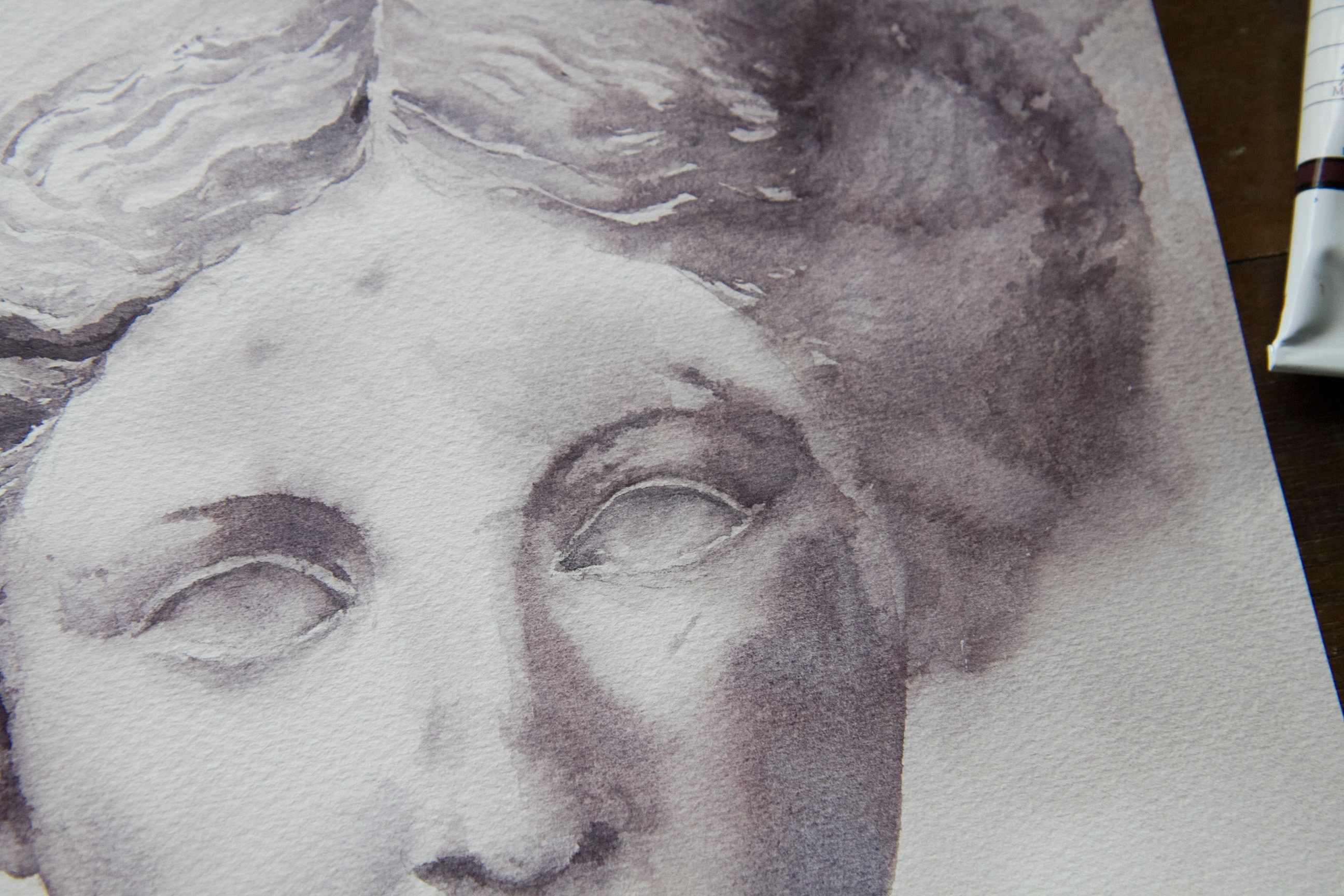 Roman Statue ORIGINAL Watercolor Painting - Ancient Sculpture - Neutral ...
