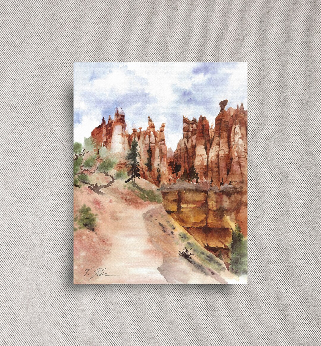 Bryce Canyon ORIGINAL Watercolor Painting, Utah Landscape Wall Art ...