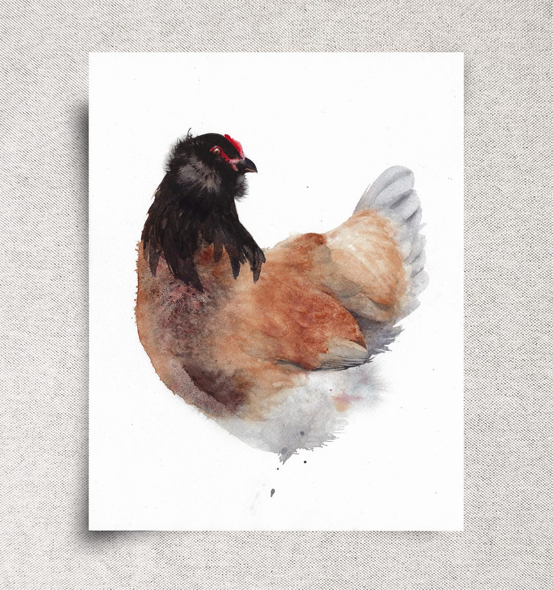 Easter Egger Chicken Original Watercolor - Farmhouse Art - Hen Painting ...
