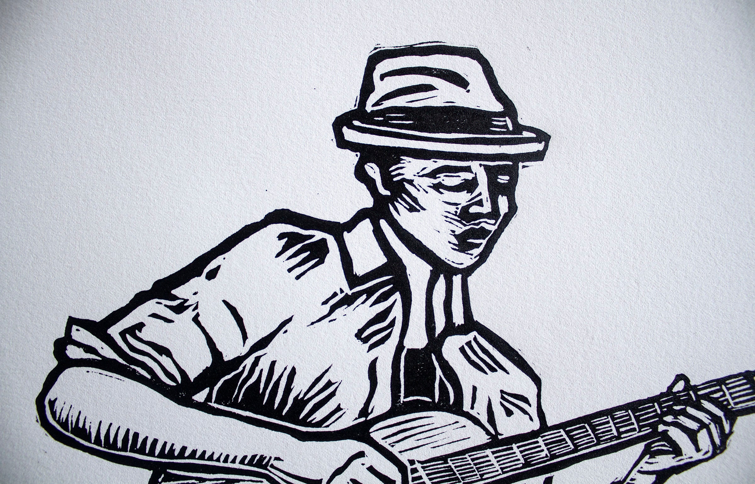 Guitarist Linocut Print - Etsy