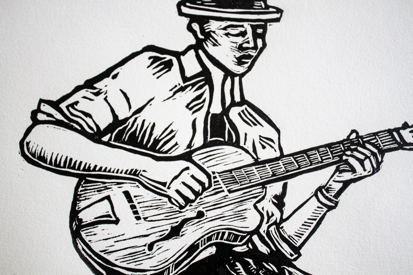 Guitarist Linocut Print - Etsy