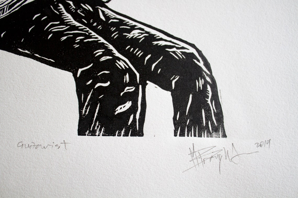 Guitarist Linocut Print - Etsy