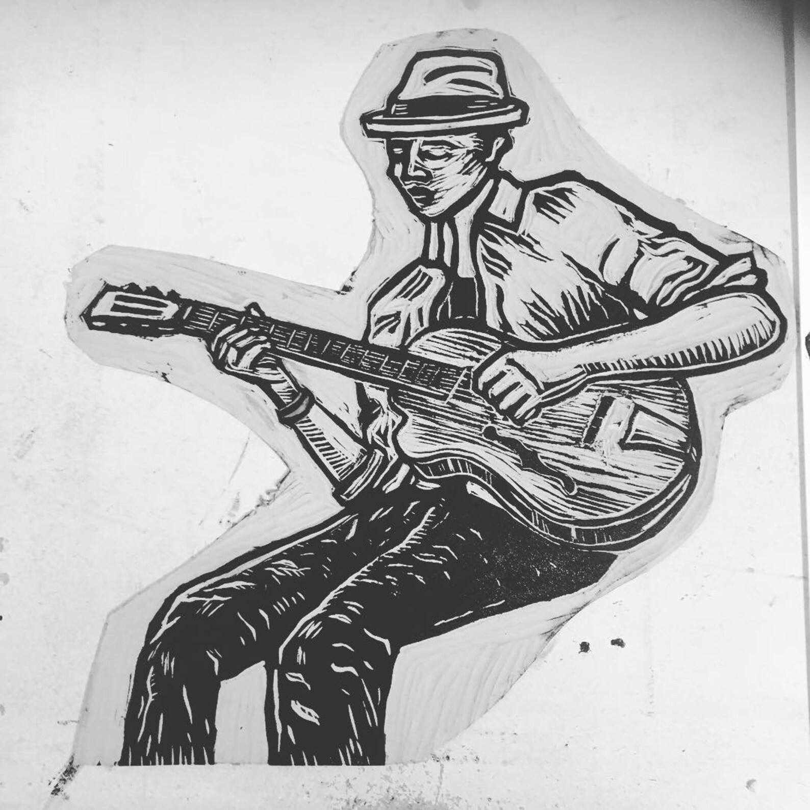 Guitarist Linocut Print - Etsy