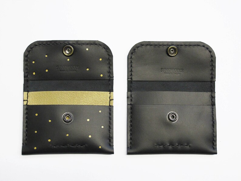 Leather Snap Button Slim Wallet Leather Coin Purse Leather | Etsy