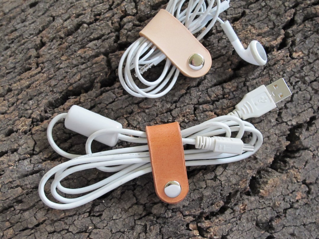 Vegetable Tanned Leather Cord Catch, Cable Winder, Headphones ...