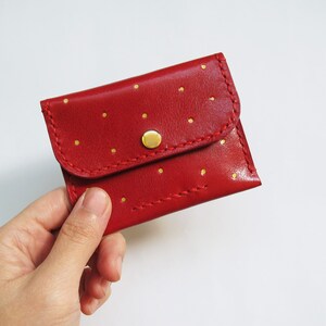 Leather Snap Button Slim Wallet, Leather Coin Purse, Leather Card Purse ...