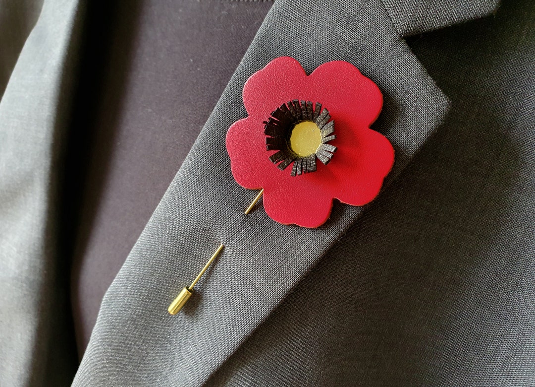 Chic Leather Poppy Brooch Pin, Elegant Pin for Mens and Women - Etsy