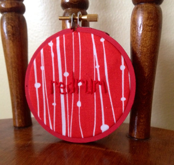 Items similar to The Shining quote, redrum, hand embroidered in 3in ...
