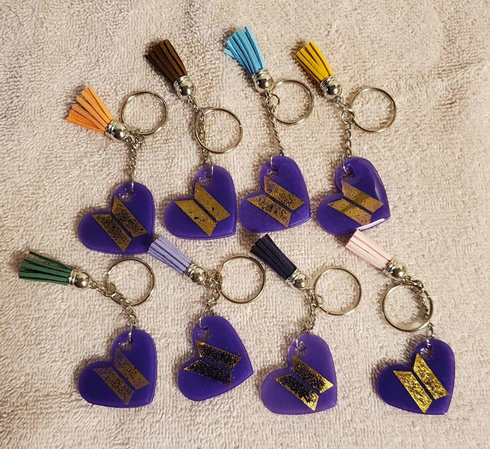 Kpop heart keychain purple Kpop heart keychain Borahae | Etsy