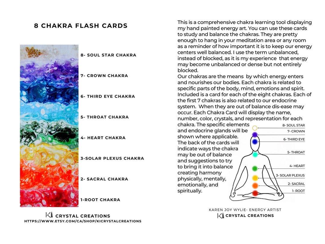 Chakra Flash Cards for 8 Chakras, Chakra Cards. Reiki Chakra Cards ...