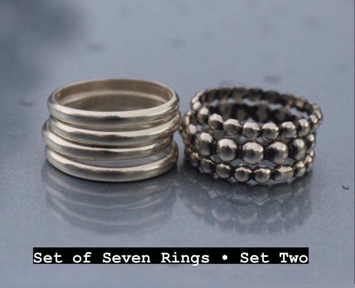 STACKING RINGS, Two Sets of Sterling Silver Stacking Rings, Everyday ...