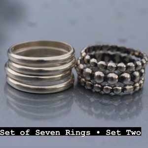 STACKING RINGS, Two Sets of Sterling Silver Stacking Rings, Everyday ...
