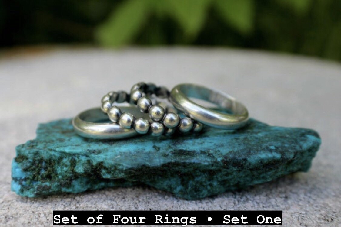 STACKING RINGS, Two Sets of Sterling Silver Stacking Rings, Everyday ...