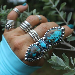 TURQUOISE STATEMENT RING, Rustic Turquoise Jewelry, Southwestern Style, Western Inspired, Brown ...