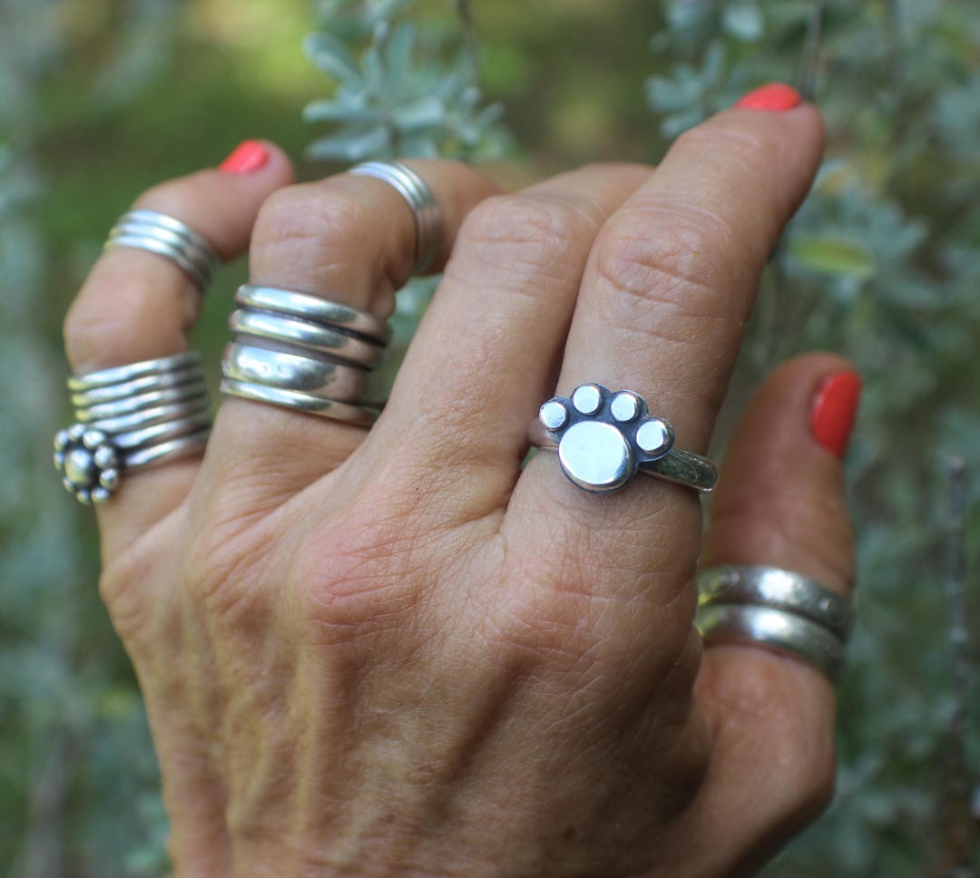 DOG PAW RING, Silver Pawprint Ring, Dog Lover Jewelry Gift, Jewelry for ...