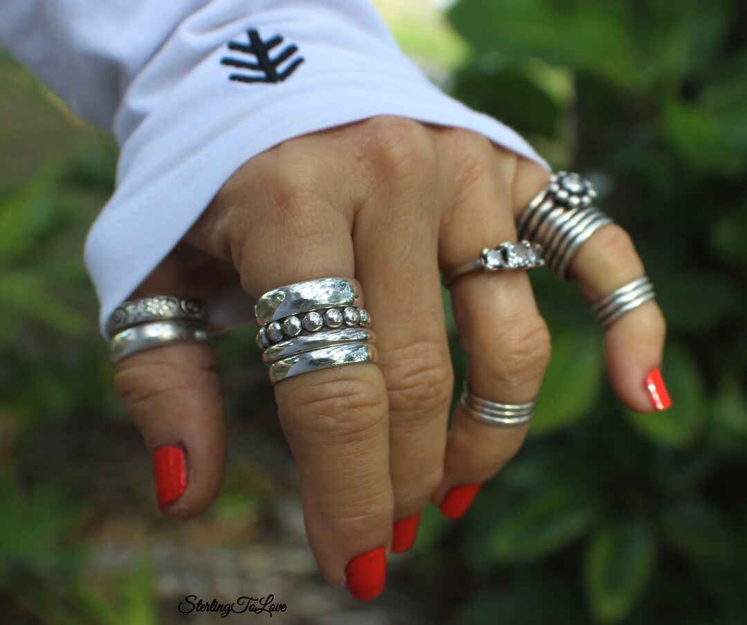 Stacking Rings, CUSTOM ORDERS, Everyday Rings, Set of 4 Silver Rings ...