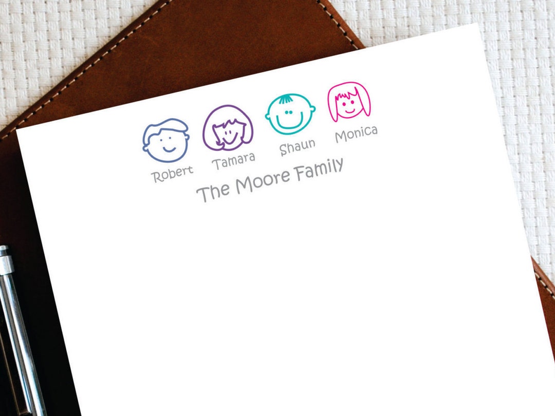 Personalized Notepad, CARTOON Family Stationary, Custom Notepad 5 X 7 ...