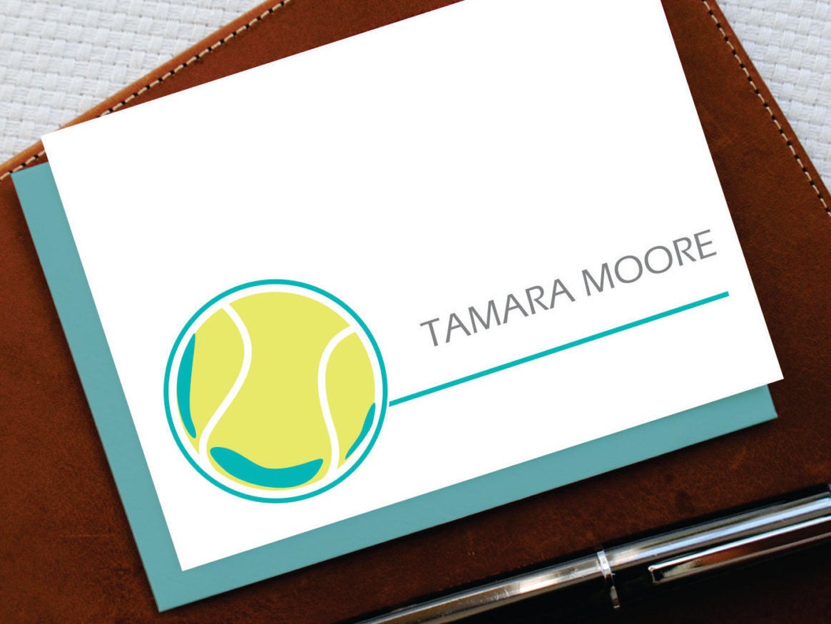 Tennis Note Cards Personalized Stationery ABSTRACT TENNIS - Etsy