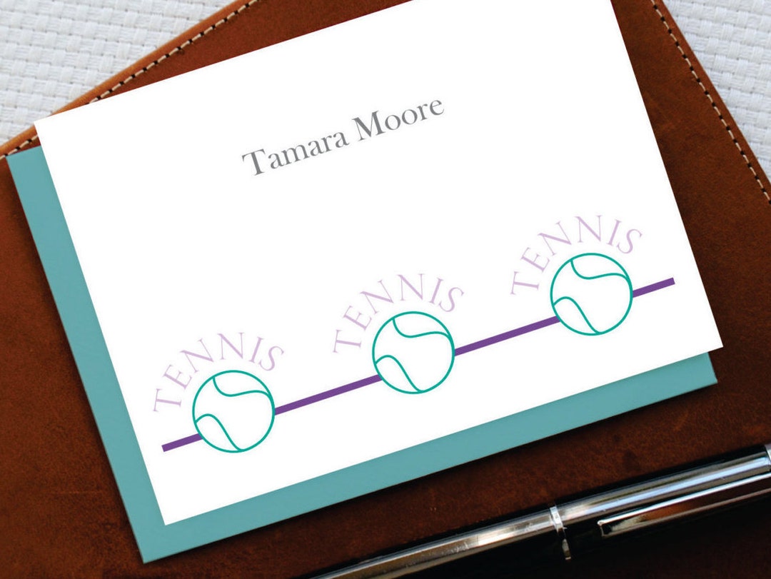 Personalized Tennis Gifts, Custom Tennis Themed Stationery Note Cards ...
