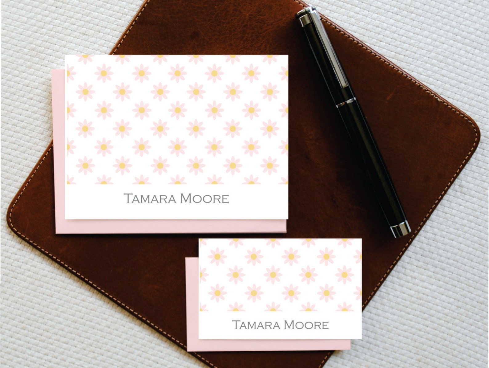 Personalized Stationery Set, 10 Note Cards & Envelopes, DAISIES FLOWERS ...