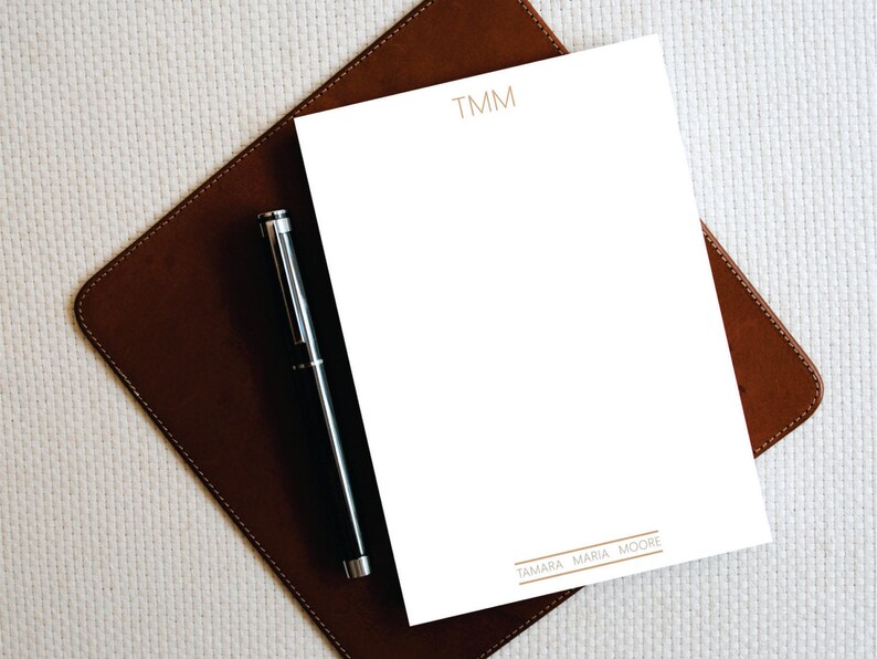 Personalized Notepad THREE LETTER MONOGRAMMED Notepad Desk | Etsy