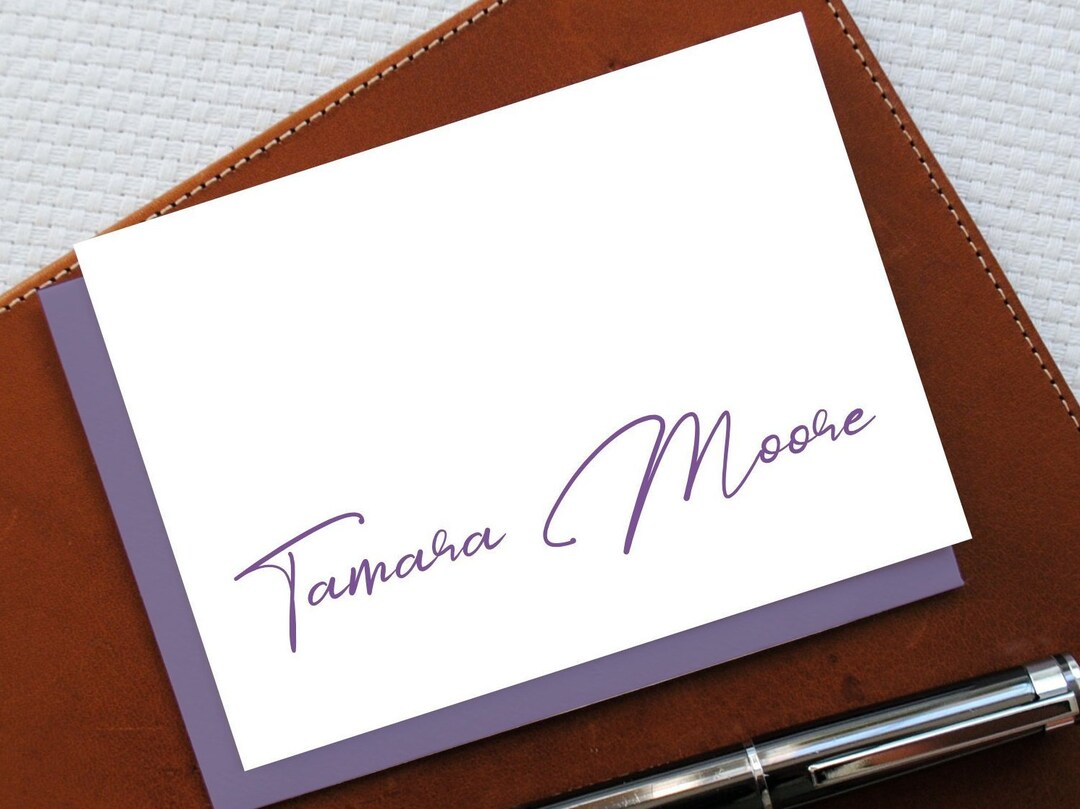 Handwritten Style Calligraphy Monogram Note Cards, Personalized ...
