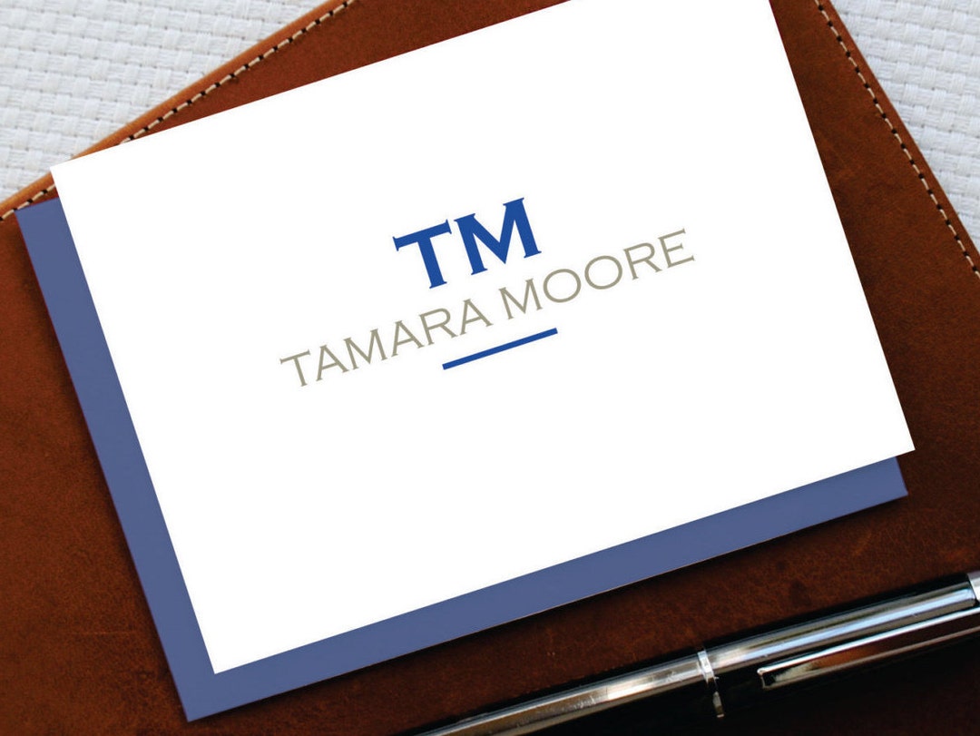 Note Cards, Personalized Stationery, TWO INITIALS Monogrammed Note ...