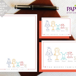 Personalized Stationery,square Characters Family Note Card Set,10 ...