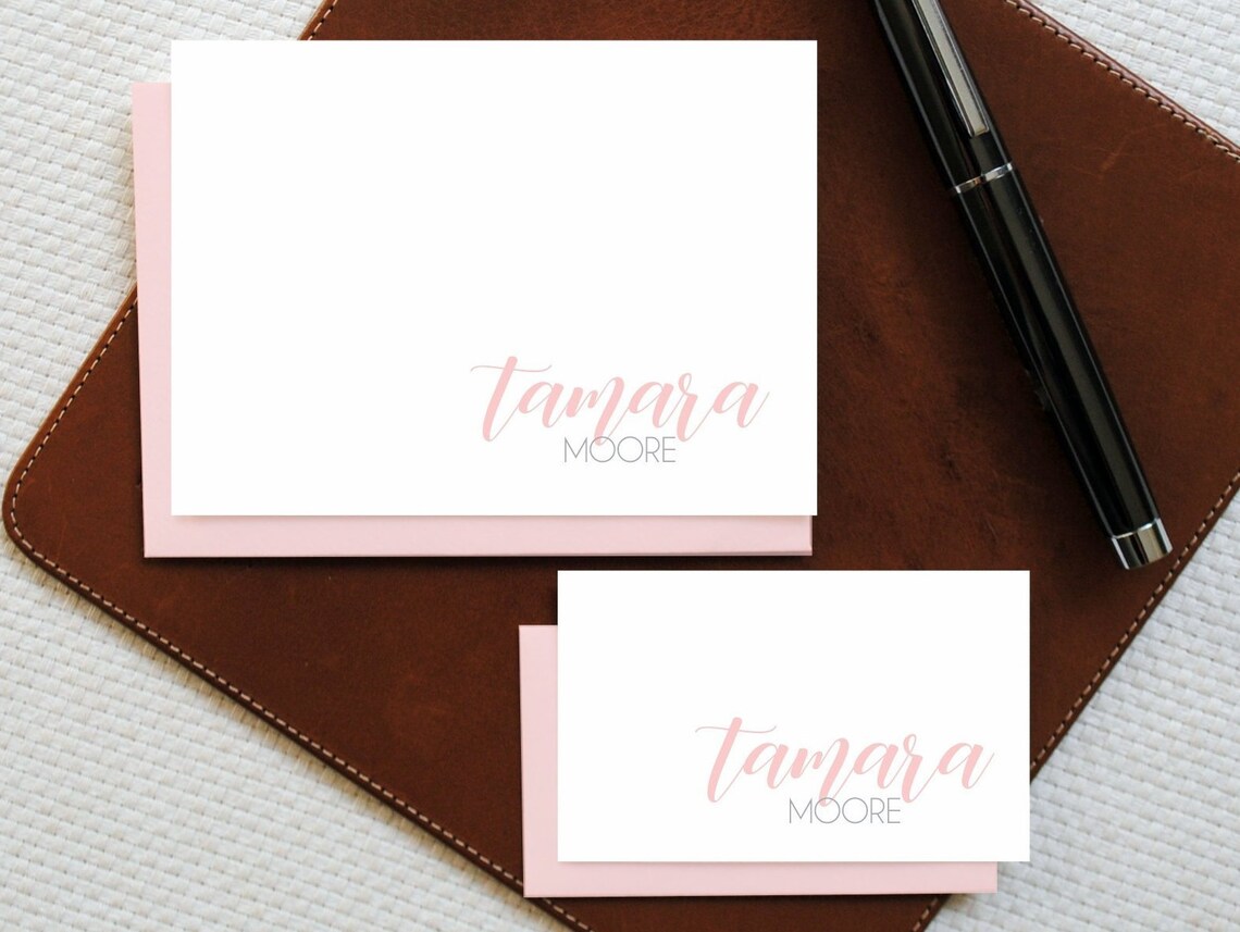Personalized Note Cards With Name in Calligraphy Script | Etsy
