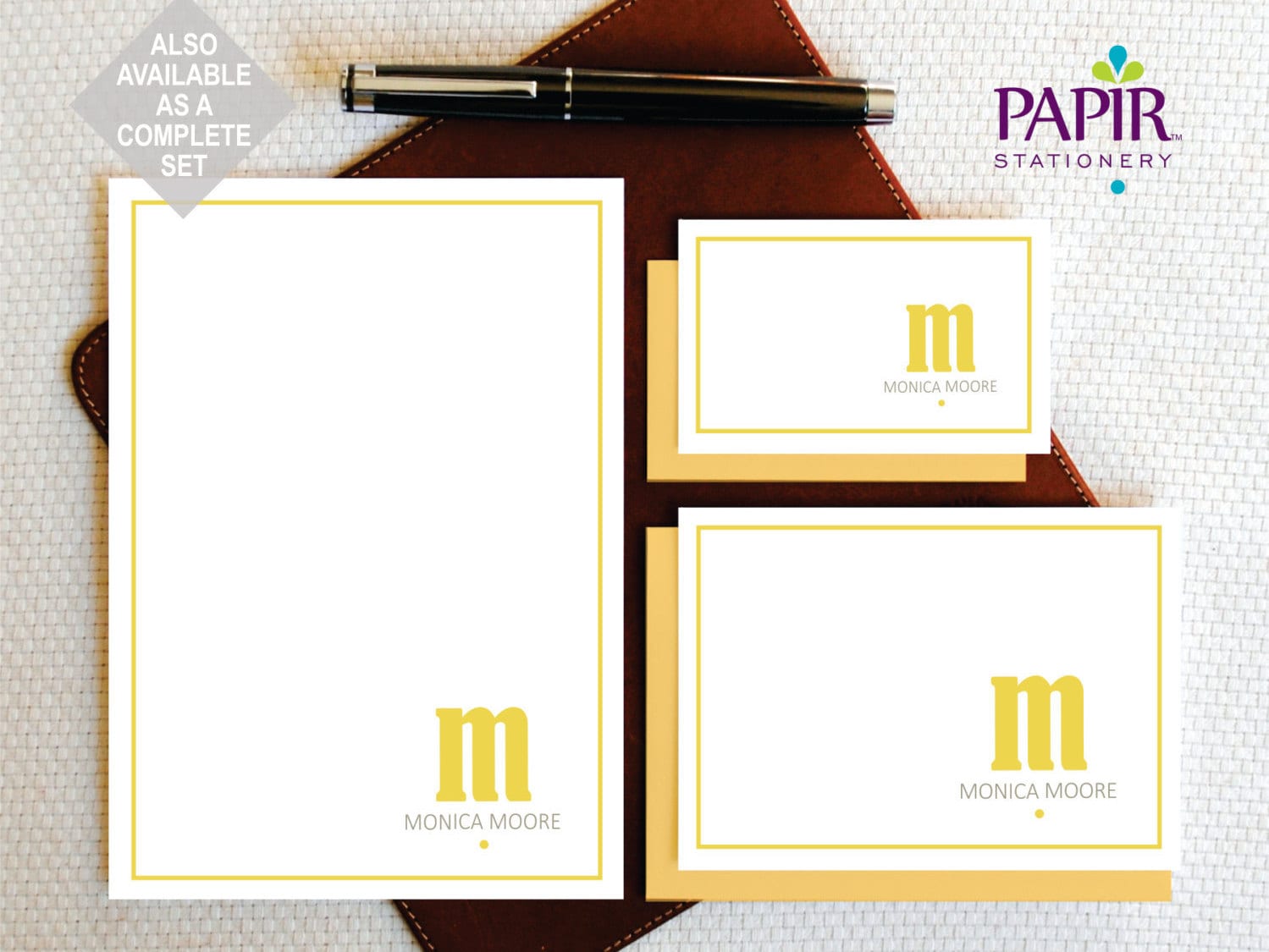 MODERN MONOGRAM Personalized Note Cards, Personalized Stationary Set ...
