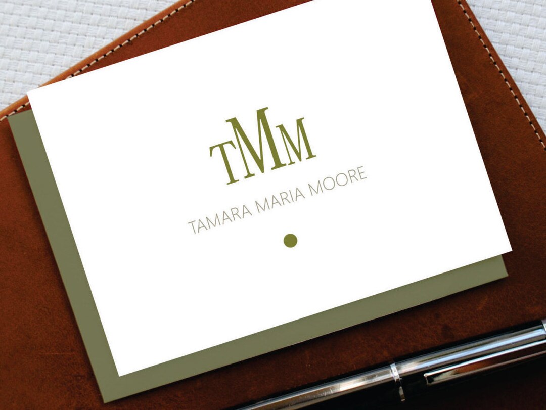 MONOGRAM Thank You Note Cards, Personalized Stationery Set, Custom ...