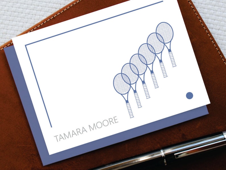 Tennis Coach Gift, Personalized Tennis Note Cards, TENNIS RACKETS ...