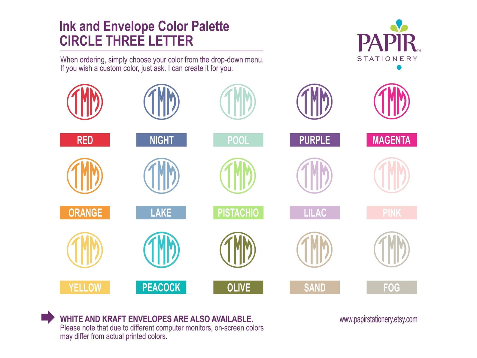 Circle Three Letter Monogram Notepad Personalized Notepad - Etsy