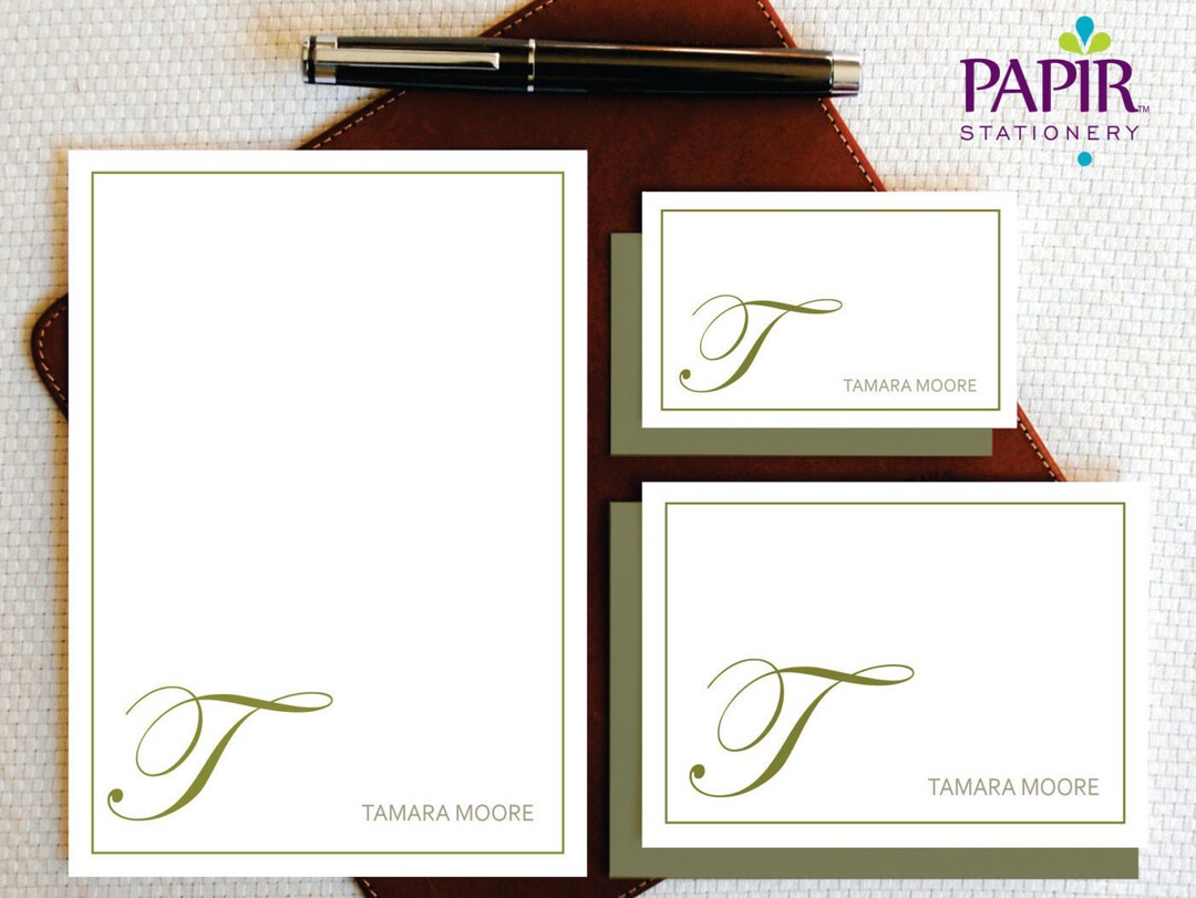CLASSIC MONOGRAM Personalized Stationery Set, Initial/name Notecards ...