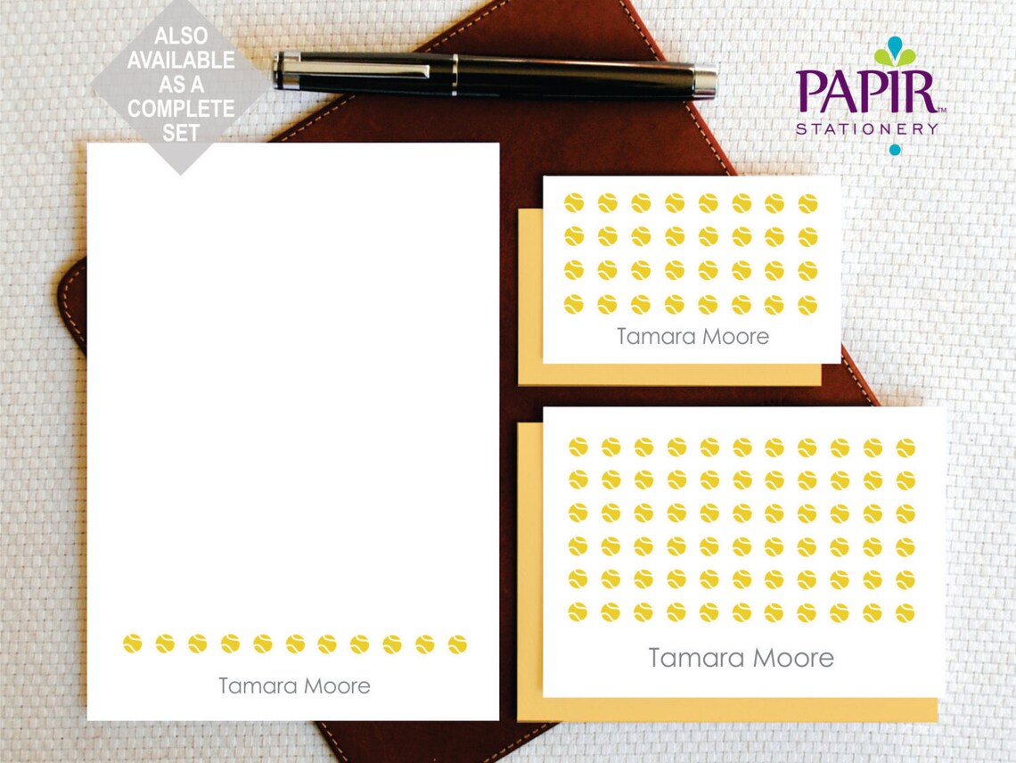 Tennis Stationery Notepad TENNIS BALLS PATTERN Personalized - Etsy