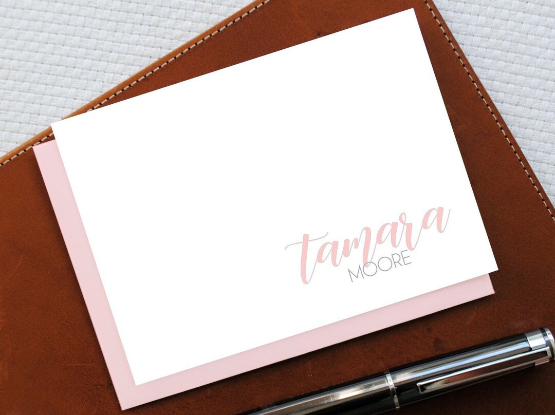 Personalized Note Cards With Name in Calligraphy Script, Custom ...