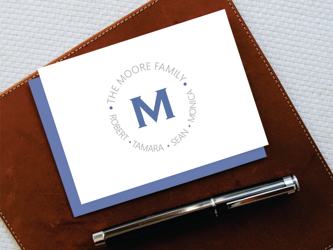 Family Stationery, Monogrammed Note Card Set - Custom Personalized ...