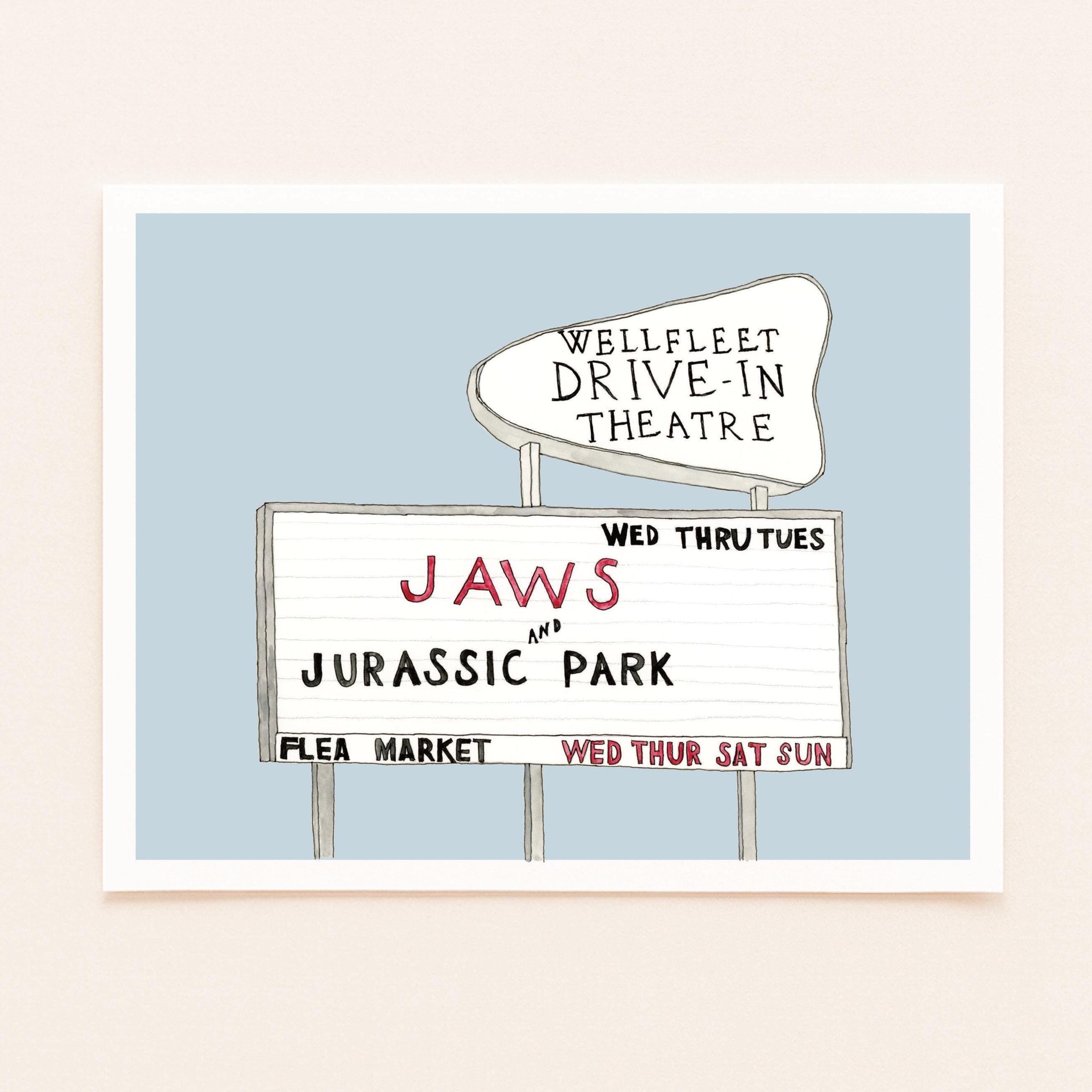 Wellfleet Drive-in Art Print | Cape Cod | Gouache, Watercolor, and Ink ...
