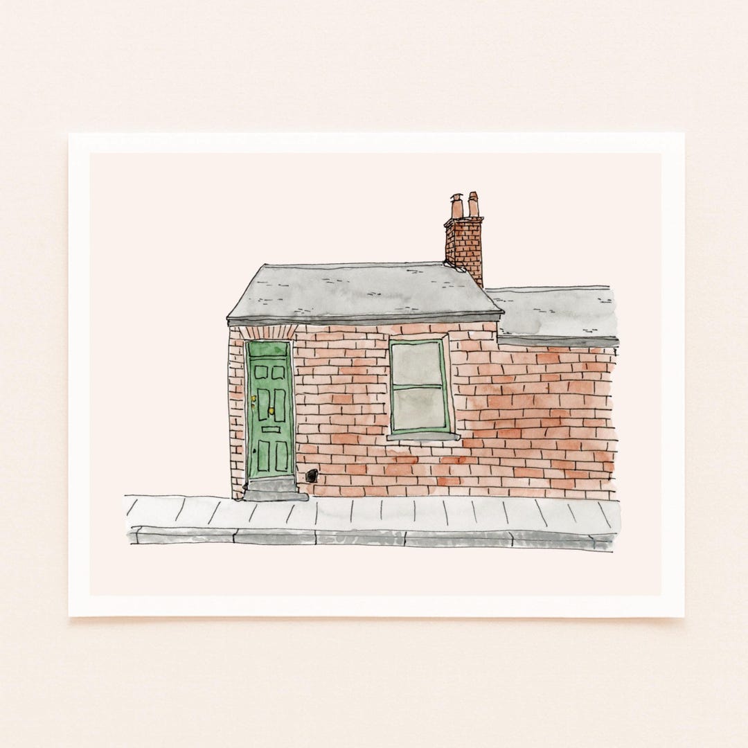 Dublin, Ireland Brick Building Art Print | Watercolor and Ink - Etsy