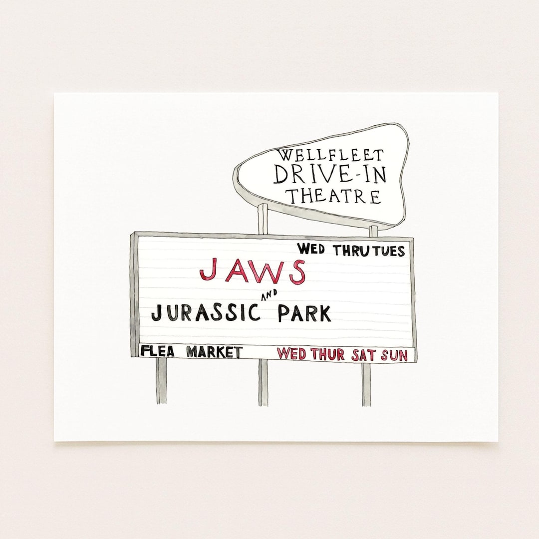 Wellfleet Drive-in Art Print | Cape Cod | Gouache, Watercolor, and Ink ...