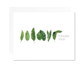 Tropical Leaves Printable Thank You Card Instant Download Purple ...