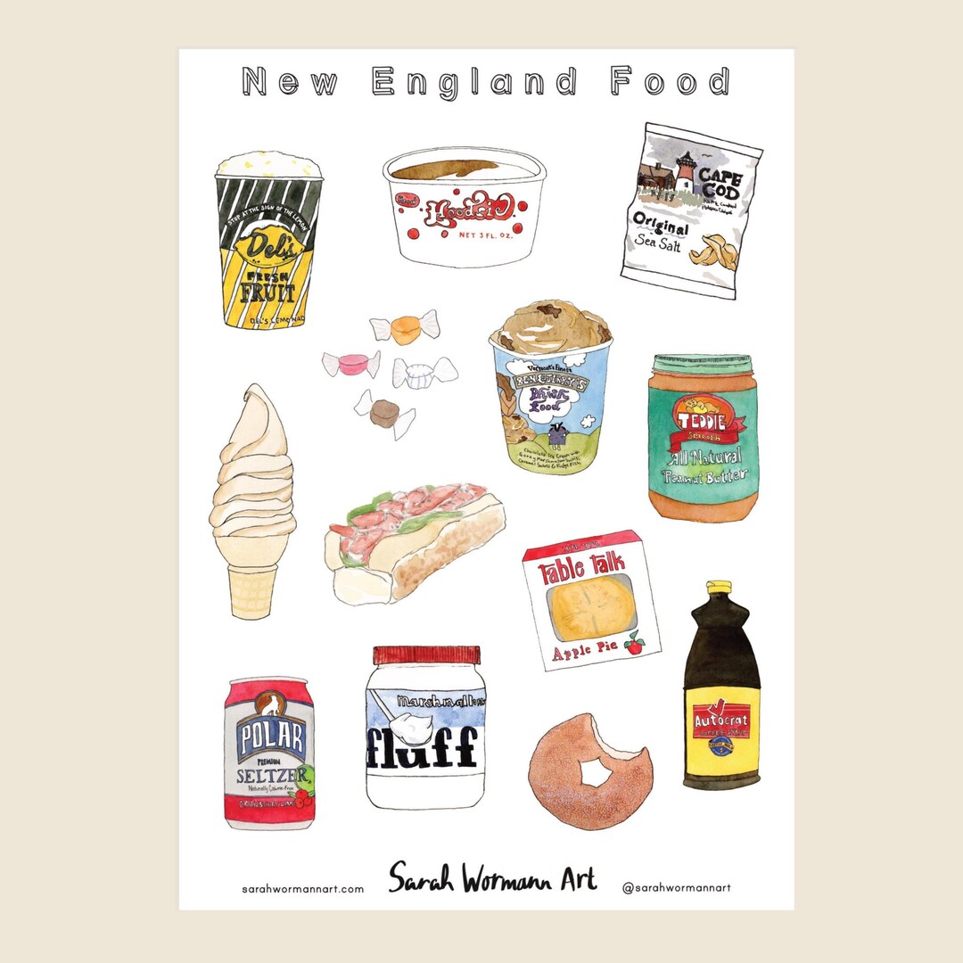 New England Foods Sticker Sheet - Etsy