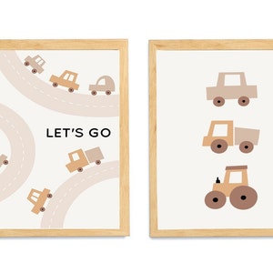 Car Prints, Nursery Prints, Boy Room, Neutral, Printables, Set of 2 ...