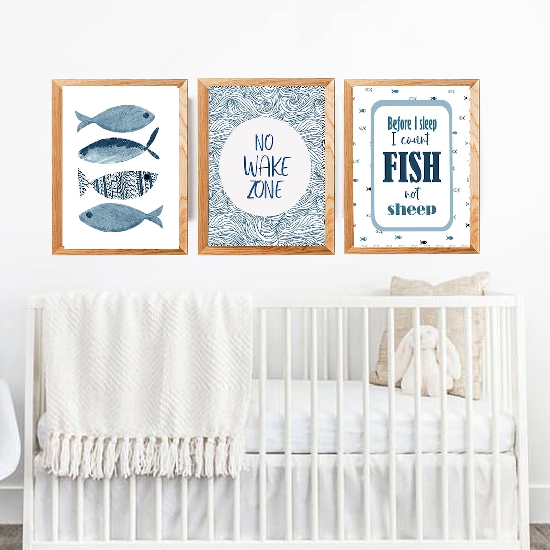 Fish, Nursery Decor, Wall Art, Digital Download, Set of 3, Nautical ...