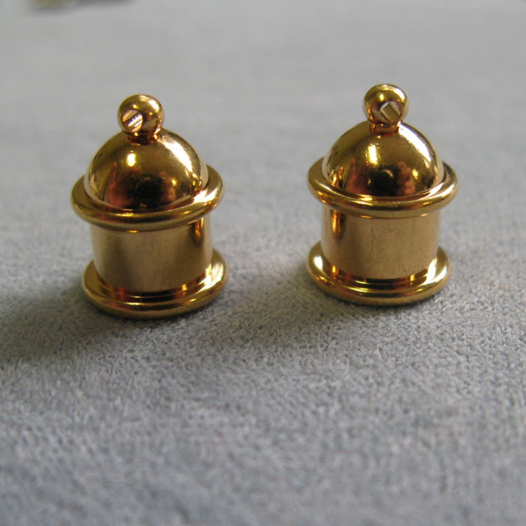 2 Pcs. 10mm Kumihimo End Caps W/ Loop Gold Plated, Tierracast USA - Etsy