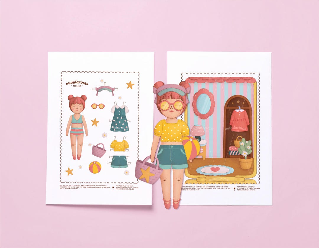 Paper Doll Set, Dress up Dolls, Girl Paper Toy, Summer Clothes (PDF ...